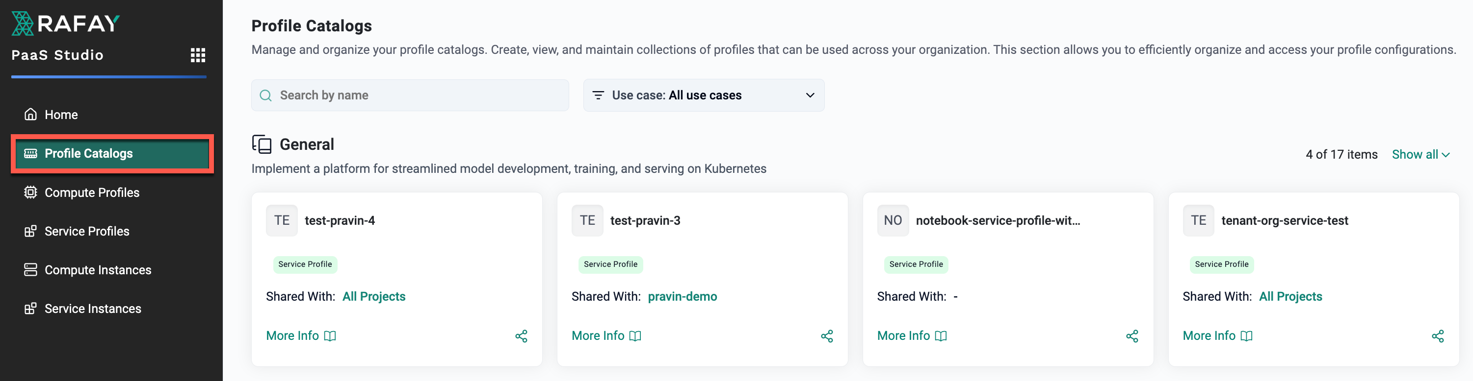 Default Compute and Service Profiles - Rafay Product Documentation