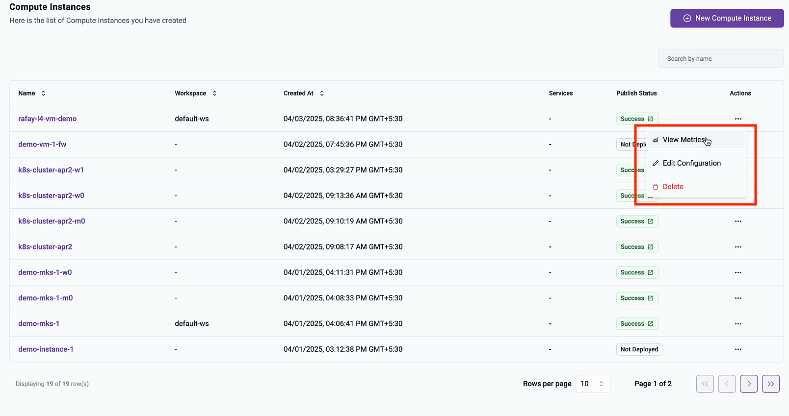 End User Dashboards GPU and VM Metrics - Rafay Product Documentation