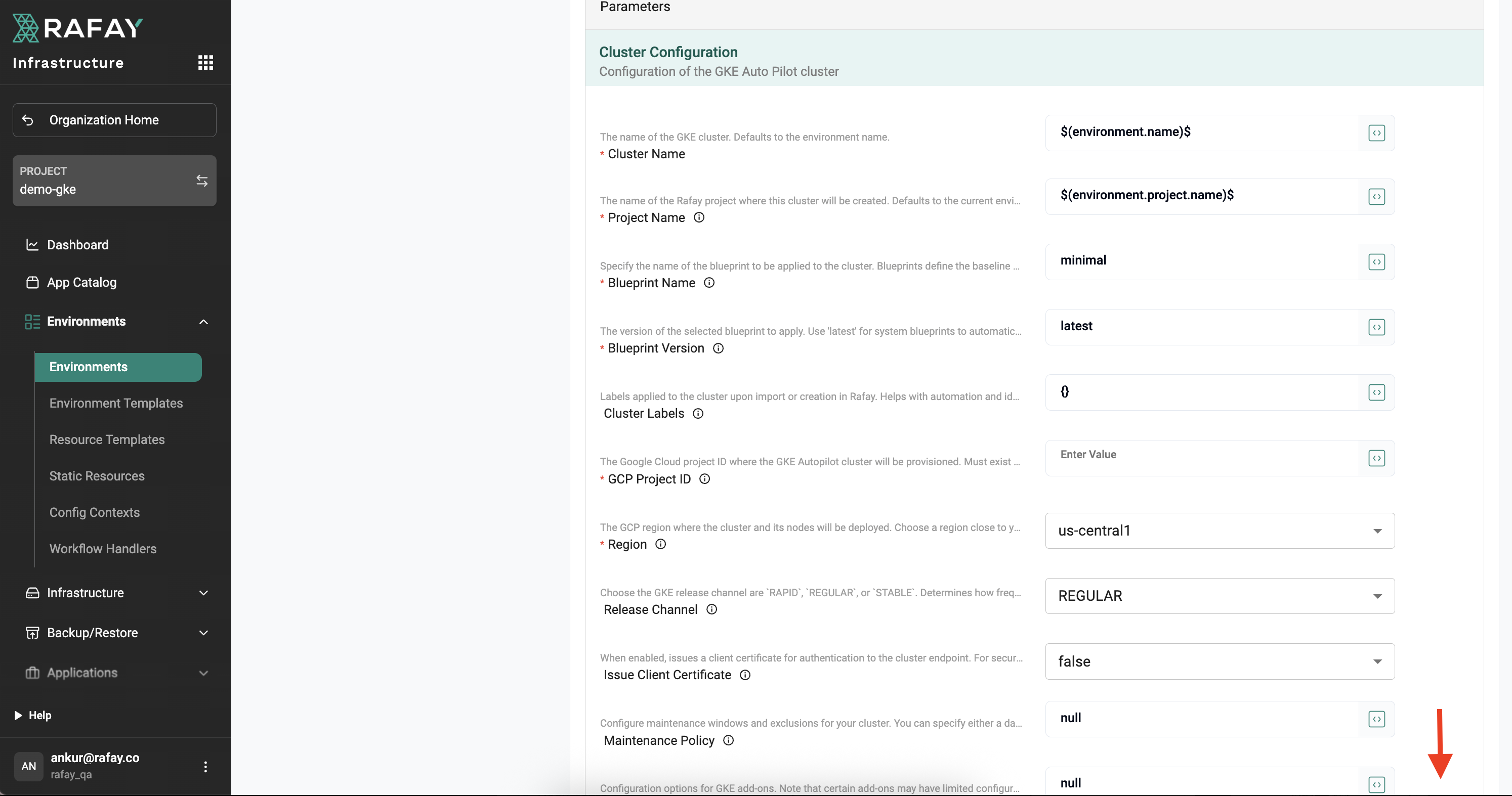 System GKE Autopilot Template - Rafay Product Documentation